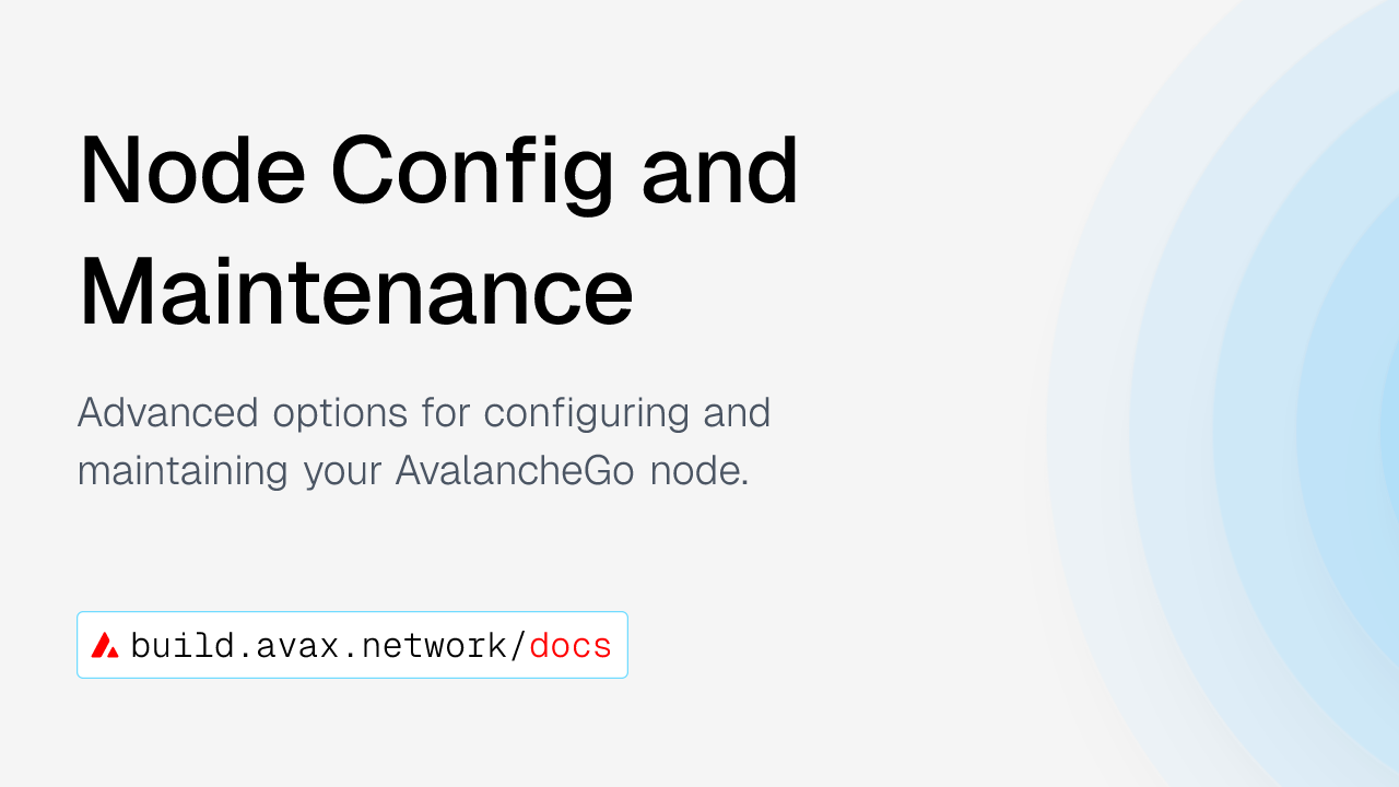 Node Config and Maintenance | Avalanche Builder Hub